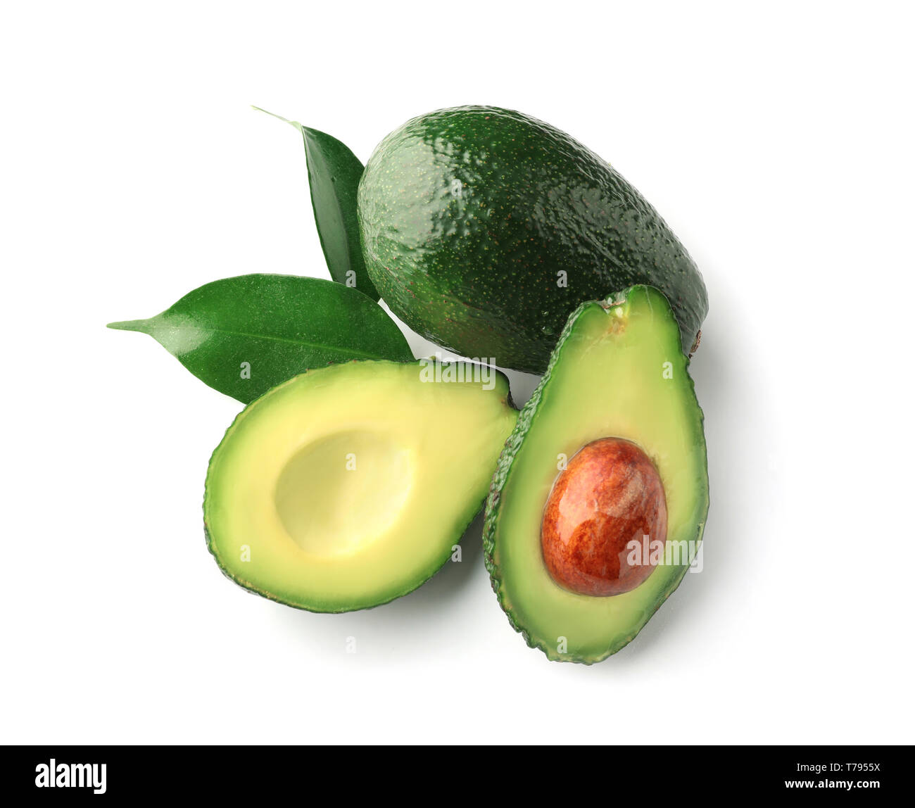 Fresh avocados on white background Stock Photo - Alamy