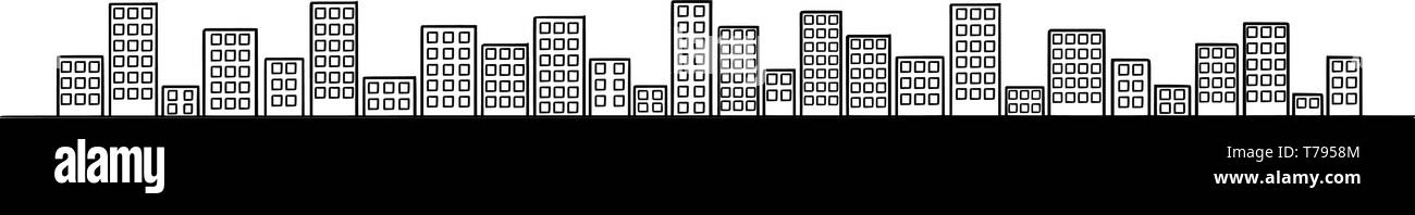 Vector artistic drawing and illustration of generic city buildings on ...