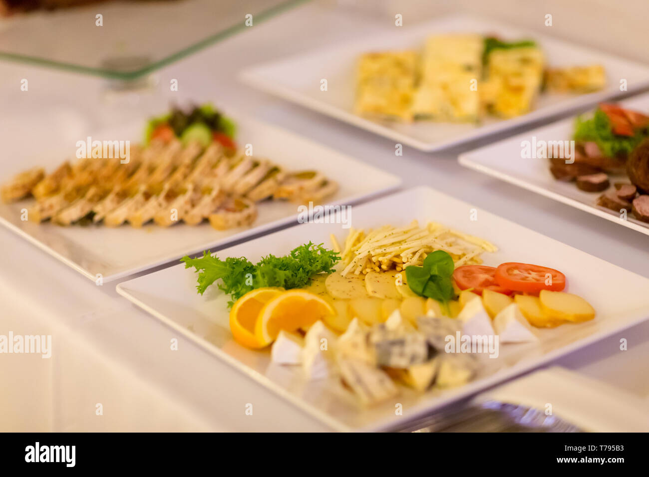 Reception buffet tables with regional food from Poland. Luxury concept ...
