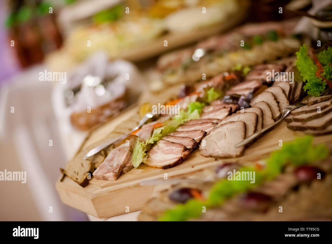 Reception buffet tables with regional food from Poland. Luxury concept ...