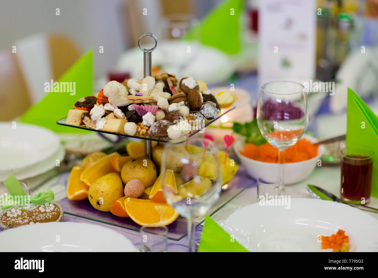 Reception buffet tables with regional food from Poland. Luxury concept ...