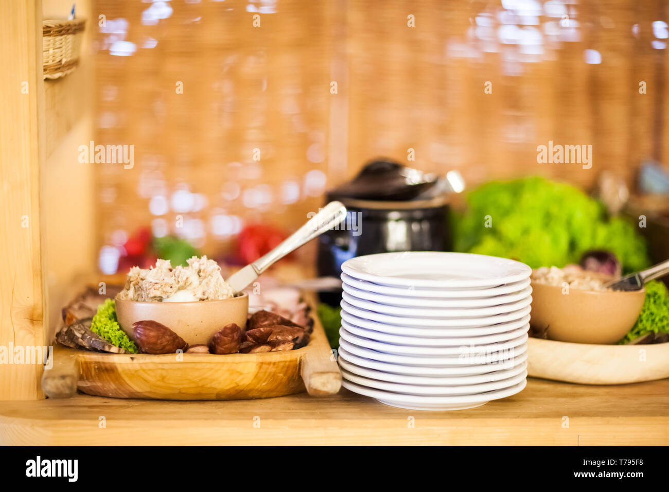 Reception buffet tables with regional food from Poland. Luxury concept ...