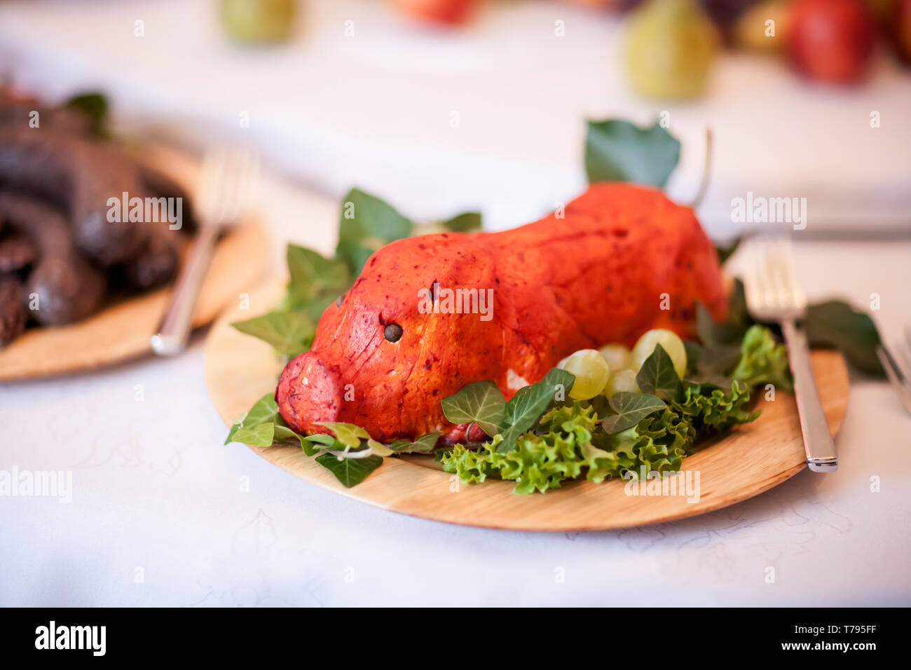 Reception buffet tables with regional food from Poland. Luxury concept ...