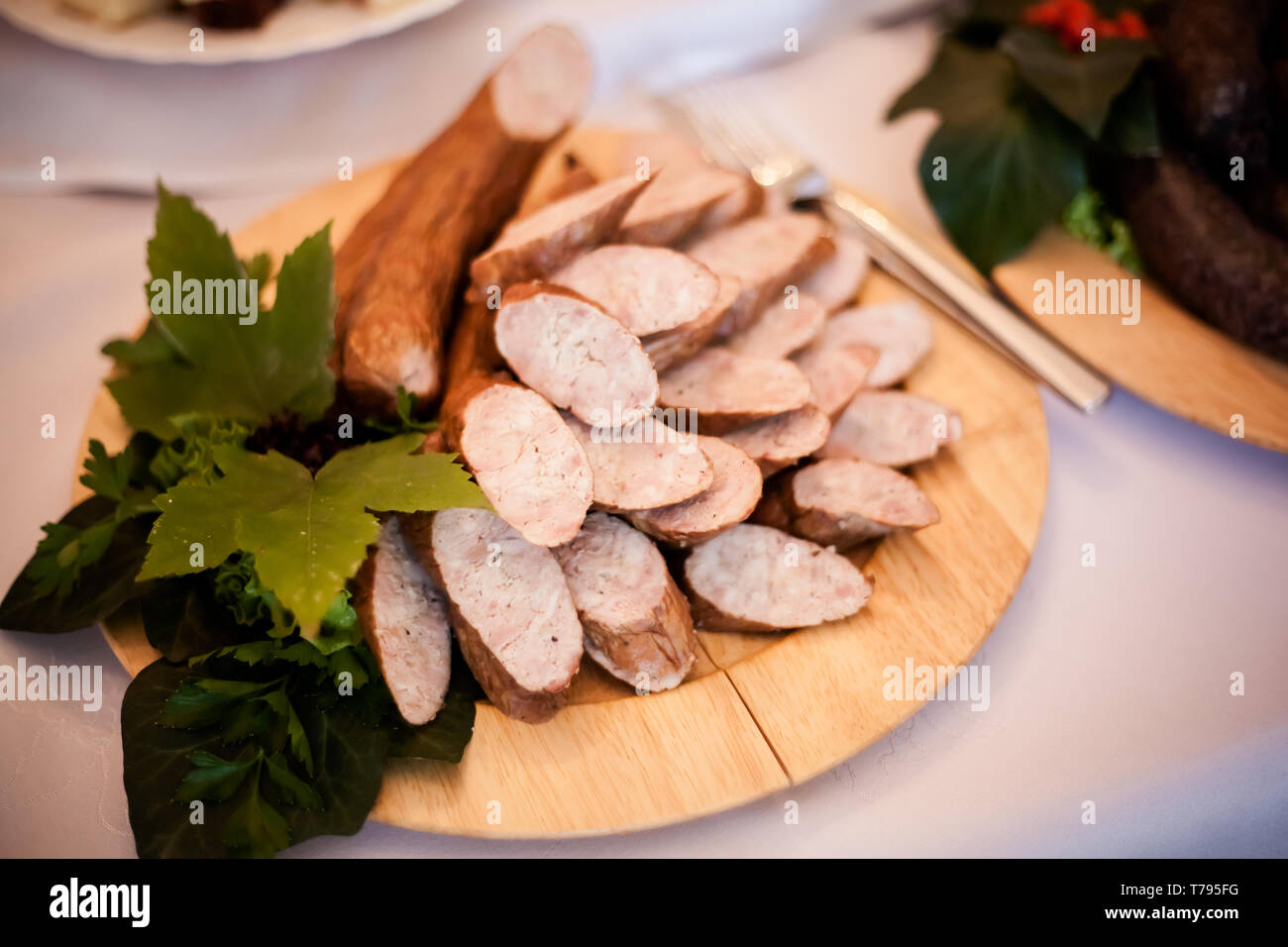 Reception buffet tables with regional food from Poland. Luxury concept ...