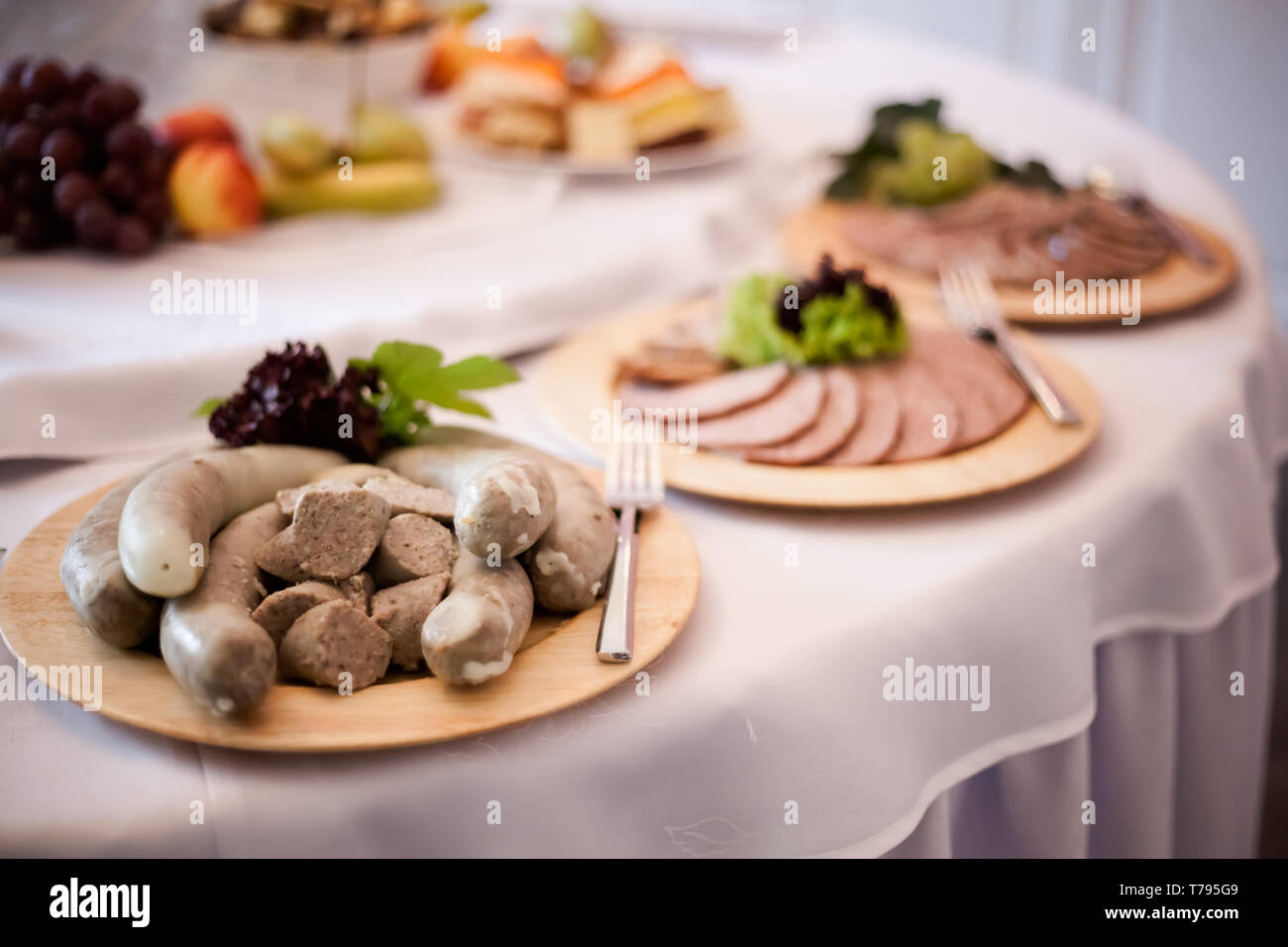 Reception buffet tables with regional food from Poland. Luxury concept ...
