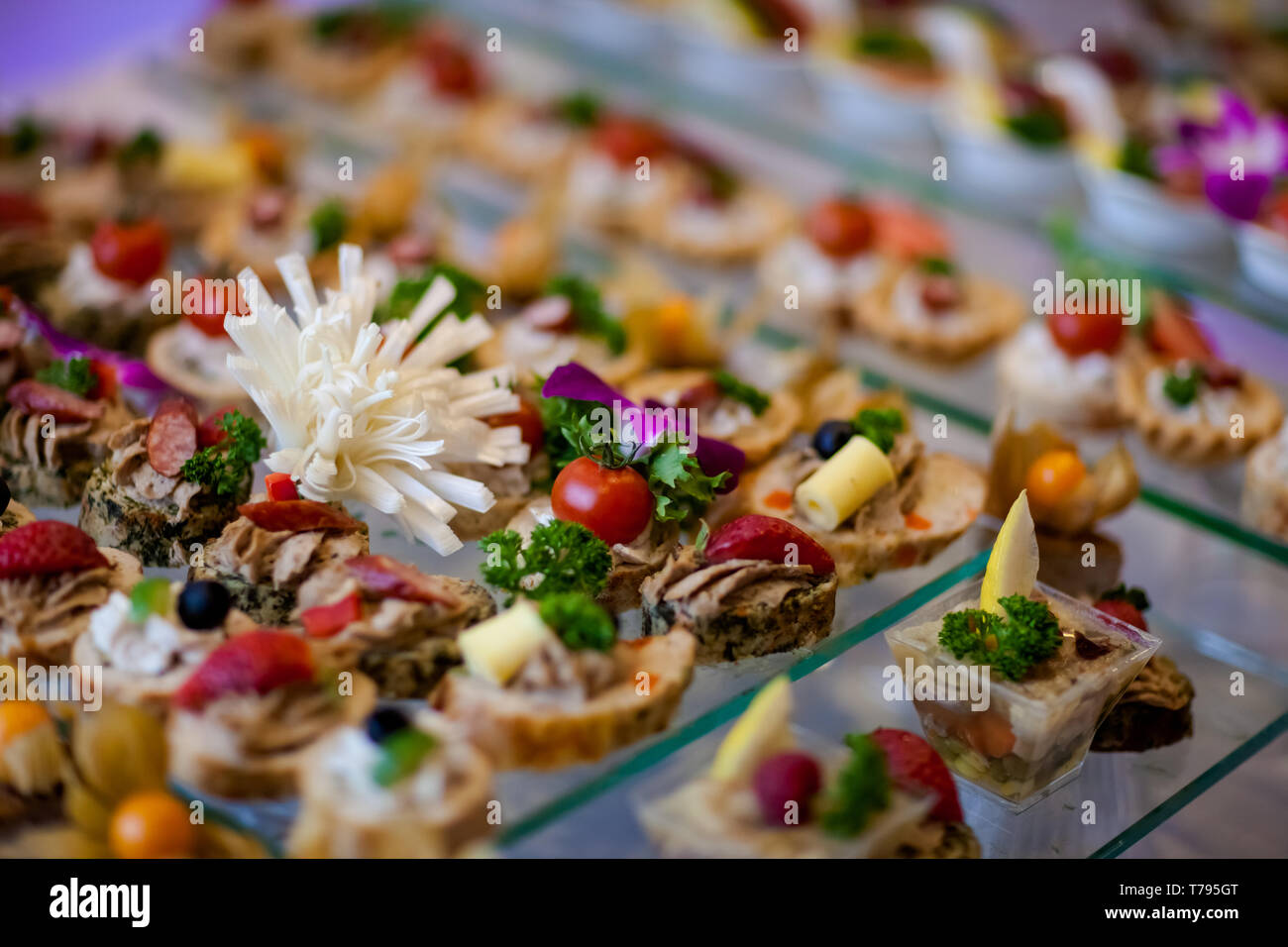Reception buffet tables with regional food from Poland. Luxury concept ...