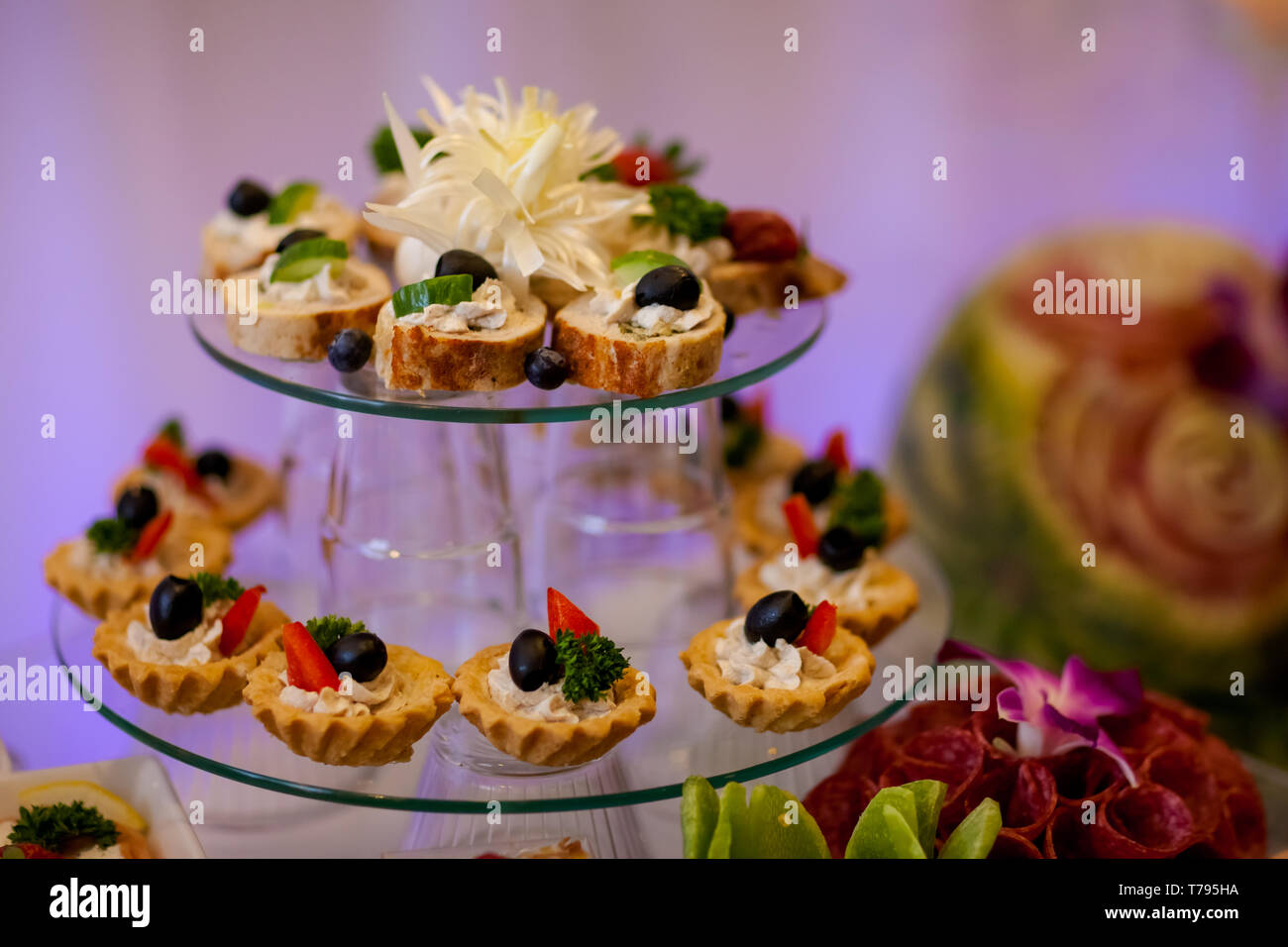 Reception buffet tables with regional food from Poland. Luxury concept ...