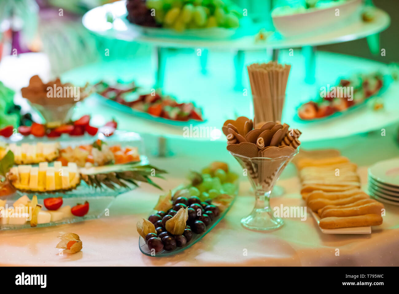 Reception tableswith tasty sweets, cakes etc ready for wedding - Bride ...