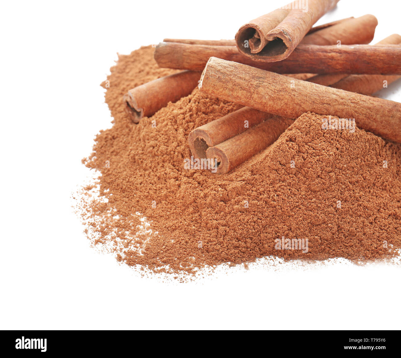 Cinnamon sticks and powder on white background Stock Photo - Alamy