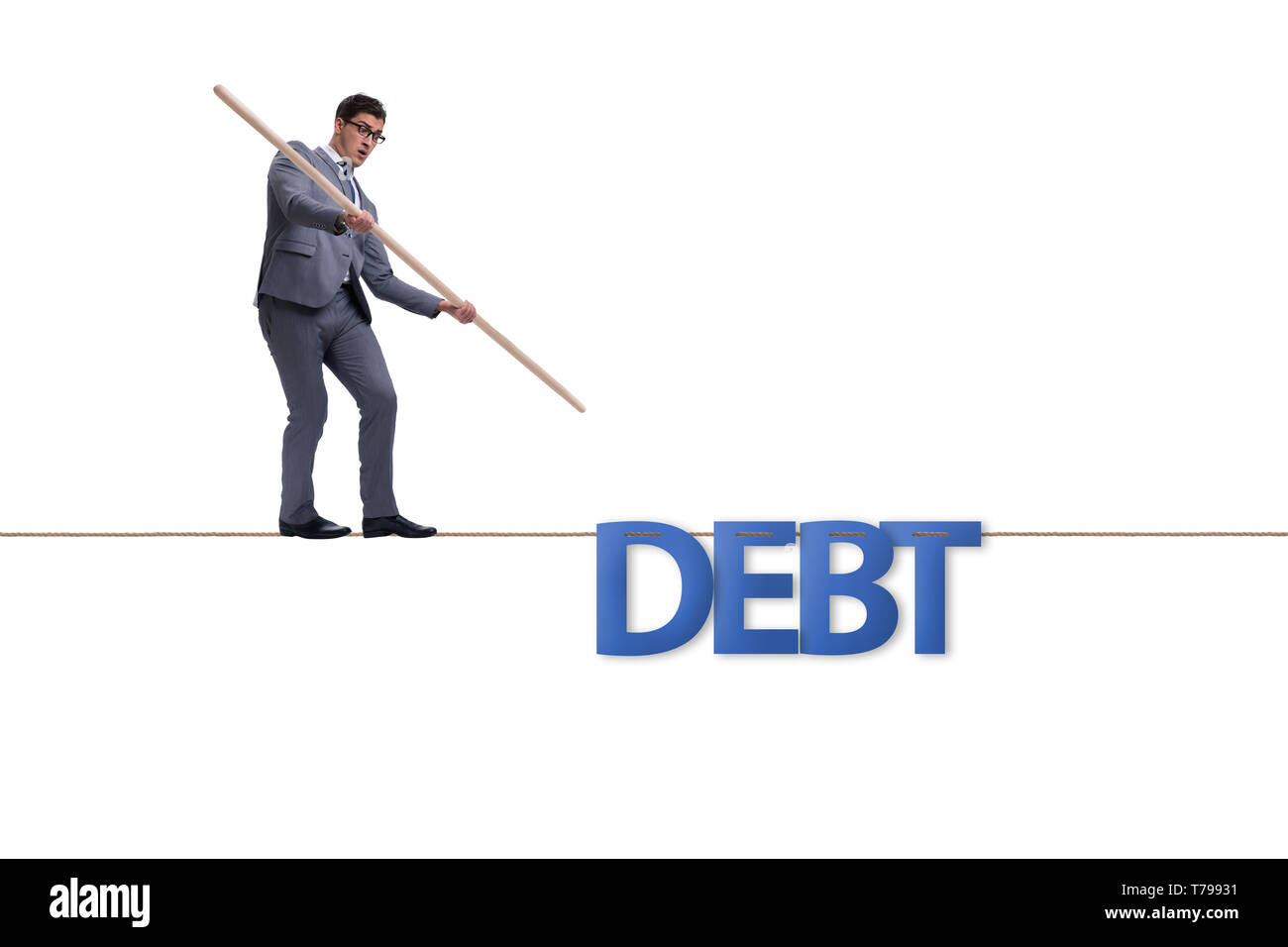 Debt and loan concept with businessman walking on tight rope Stock ...