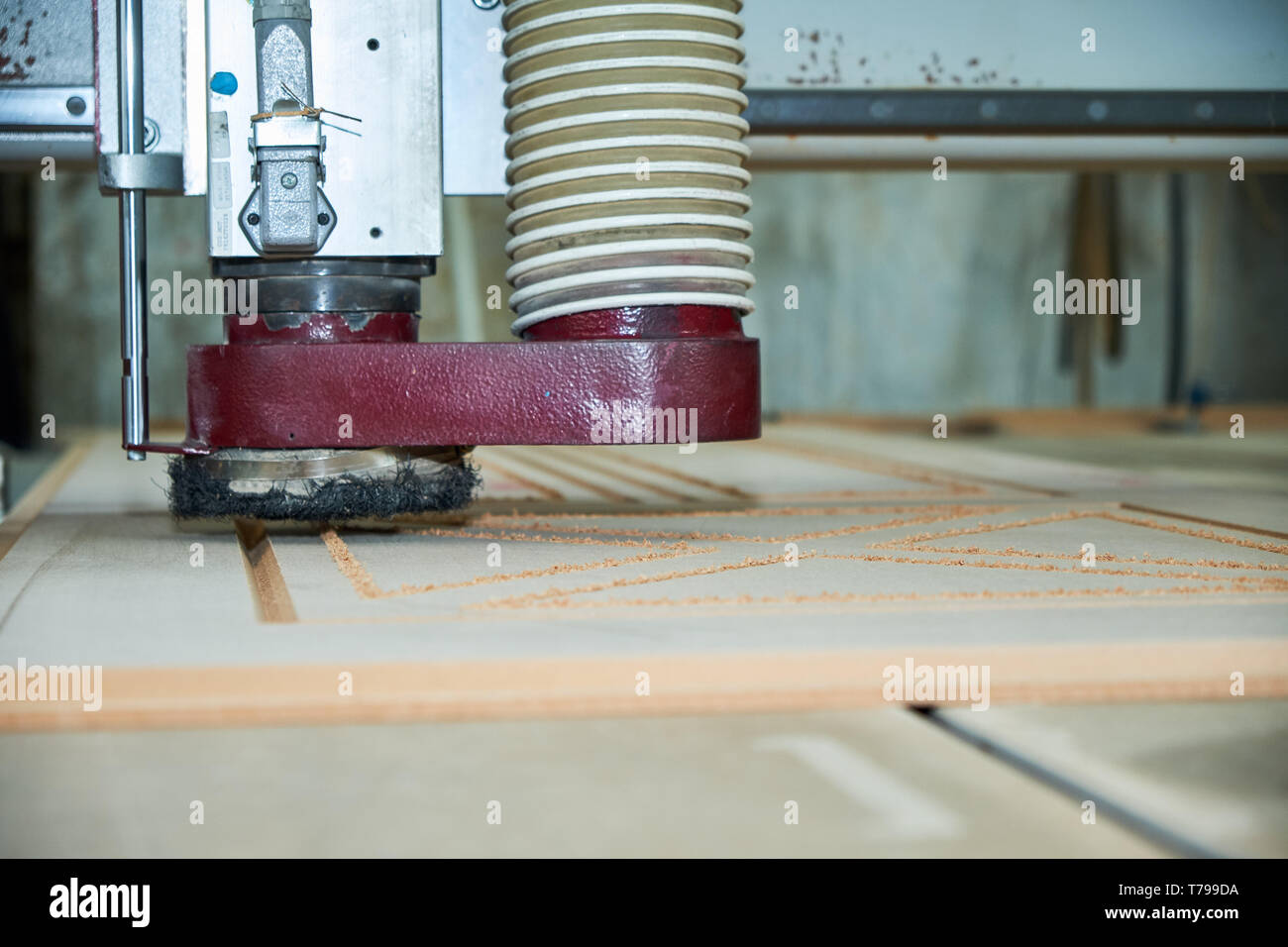 wood door milling, interior doors production 4k Stock Photo - Alamy