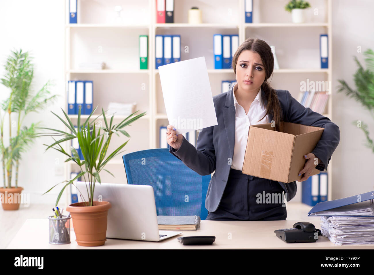 Dismissal and firing concept with woman employee Stock Photo - Alamy