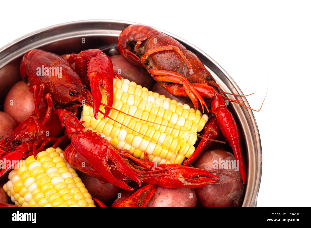 Crawfish Boil with Corn on the Cob and Potatoes Stock Photo - Alamy