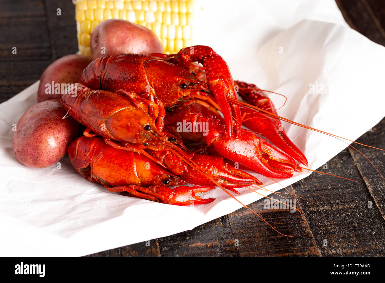Crawfish Boil with Corn on the Cob and Potatoes Stock Photo - Alamy