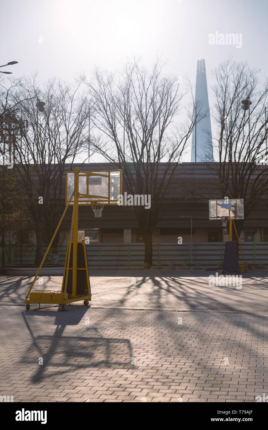 Empty basketball playground in the park in Seoul, Korea Stock Photo - Alamy