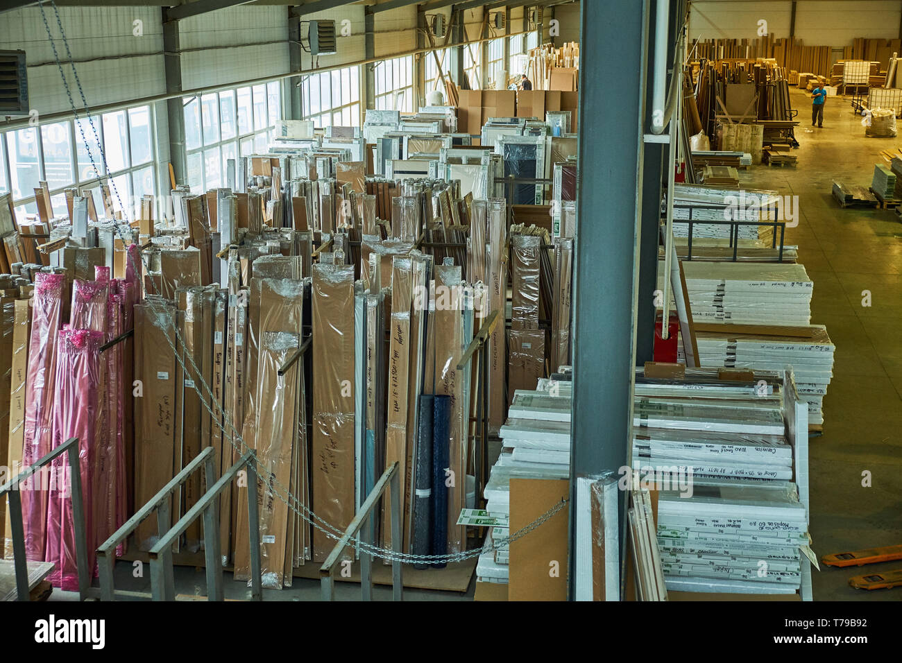 warehouse of finished and packed doors, production of interior and ...