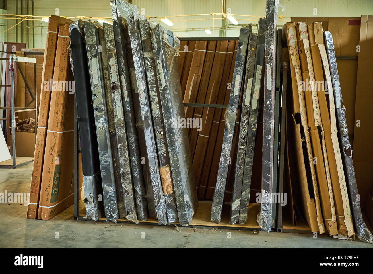 warehouse of finished and packed doors, production of interior and ...