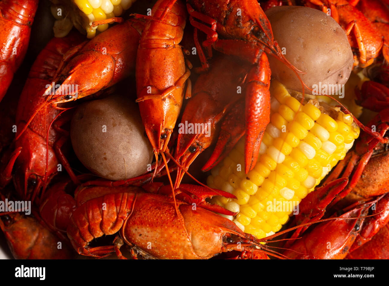 Crawfish Boil with Corn on the Cob and Potatoes Stock Photo - Alamy