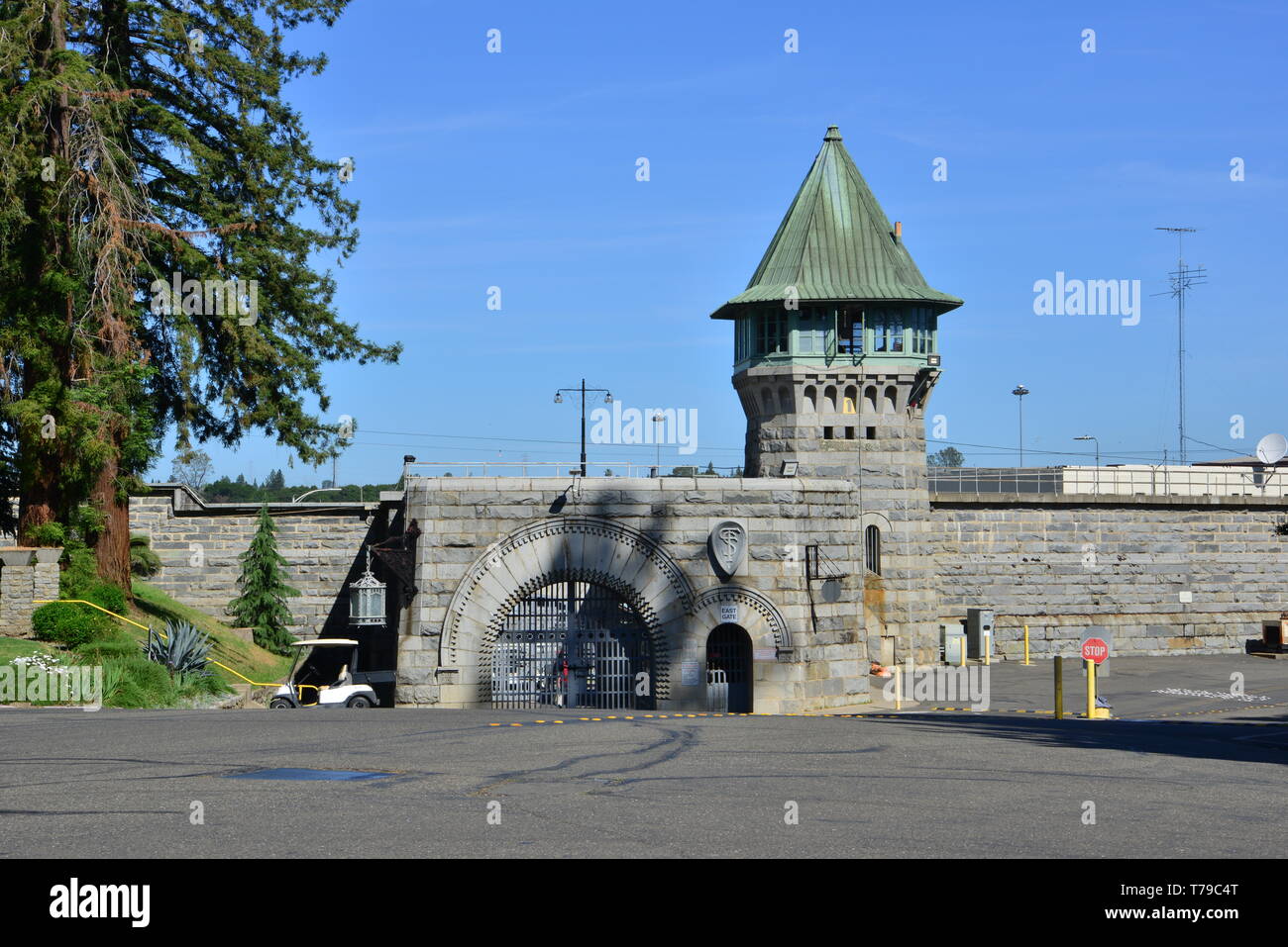 A Guard tower and stone wall at an American Prison Stock Photo - Alamy