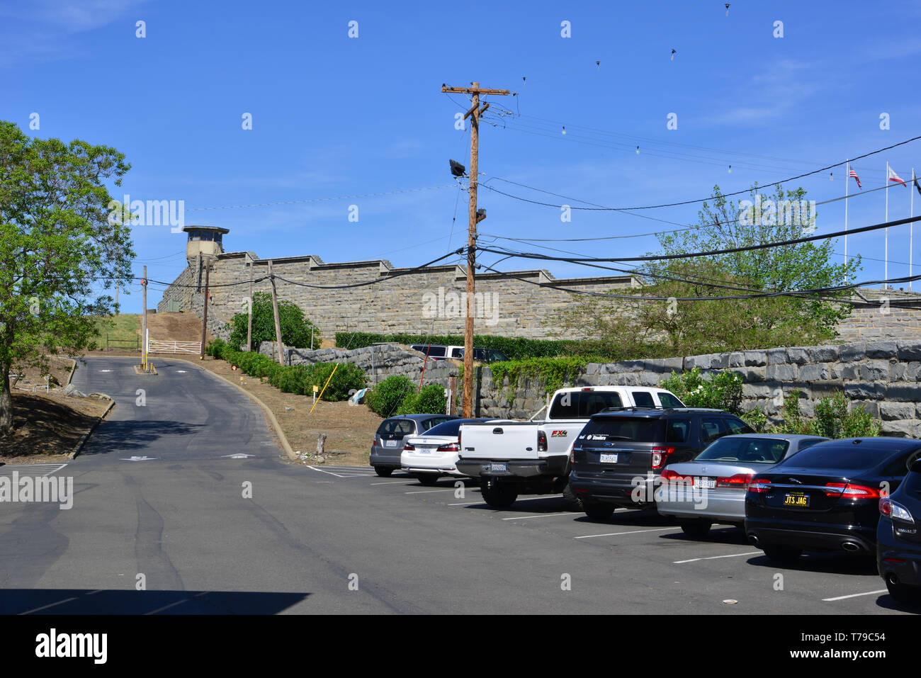 Guard tower and stone wall at an American Prison Stock Photo - Alamy