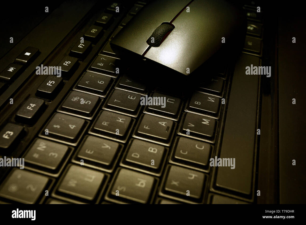 computer keyboard and mouse,keyboard and mouse on black background ...