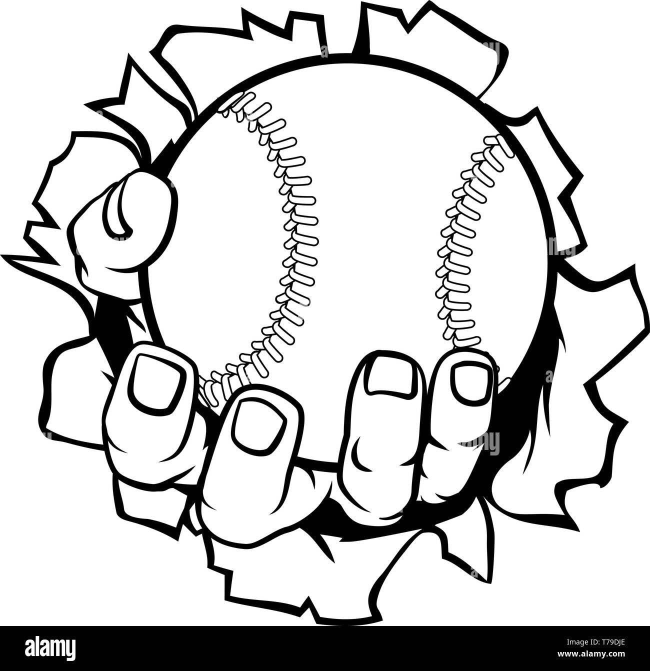 Baseball Ball Hand Ripping Background Stock Vector Image & Art - Alamy