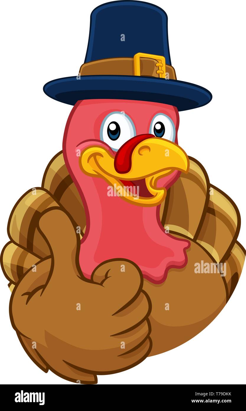 Turkey Pilgrim Hat Thanksgiving Cartoon Character Stock Vector Image ...