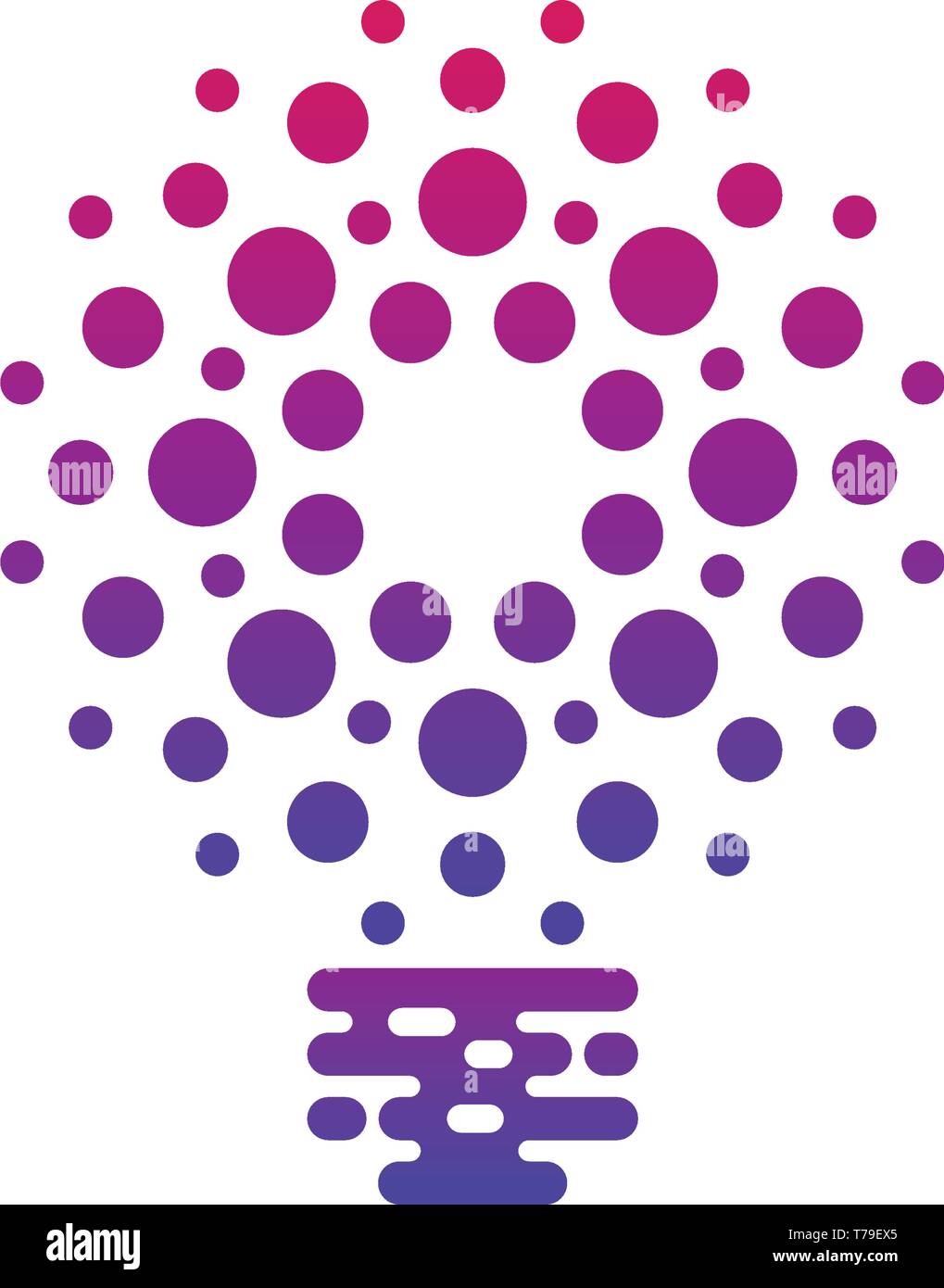 Bulb symbol with dots on white background. Digital communication ...