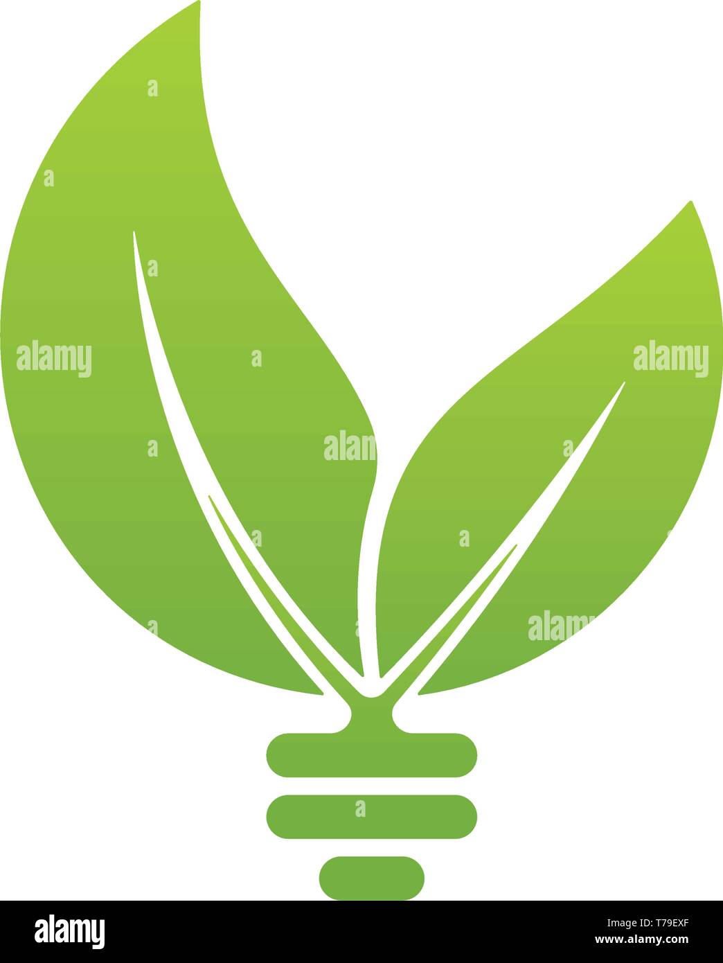 Bulb symbol with sun and leaves on white background. Energy icon design ...