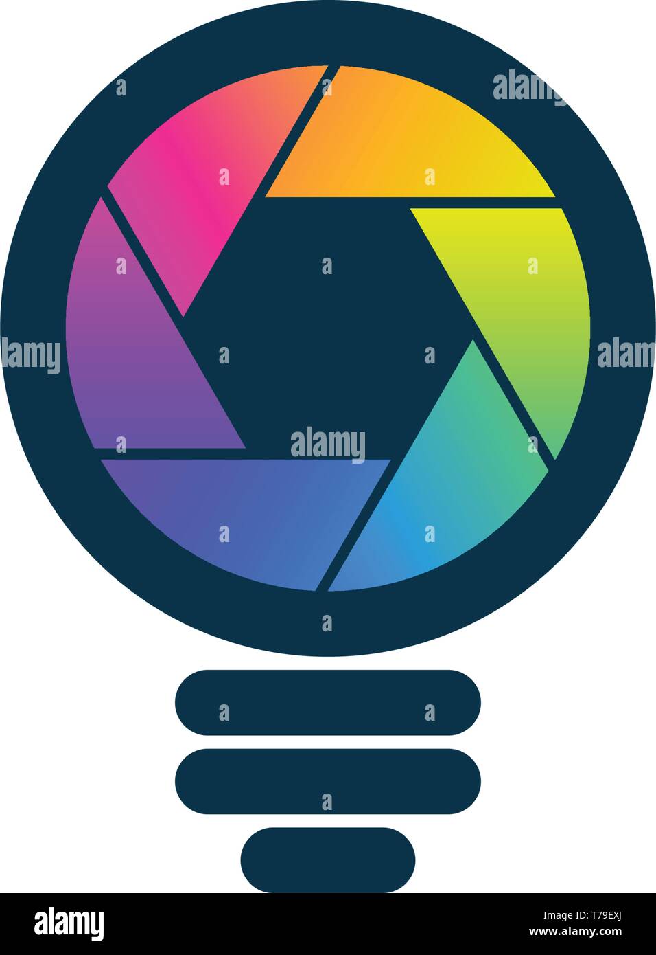 Colorful shaped bulb symbol on white background. Media and photography ...