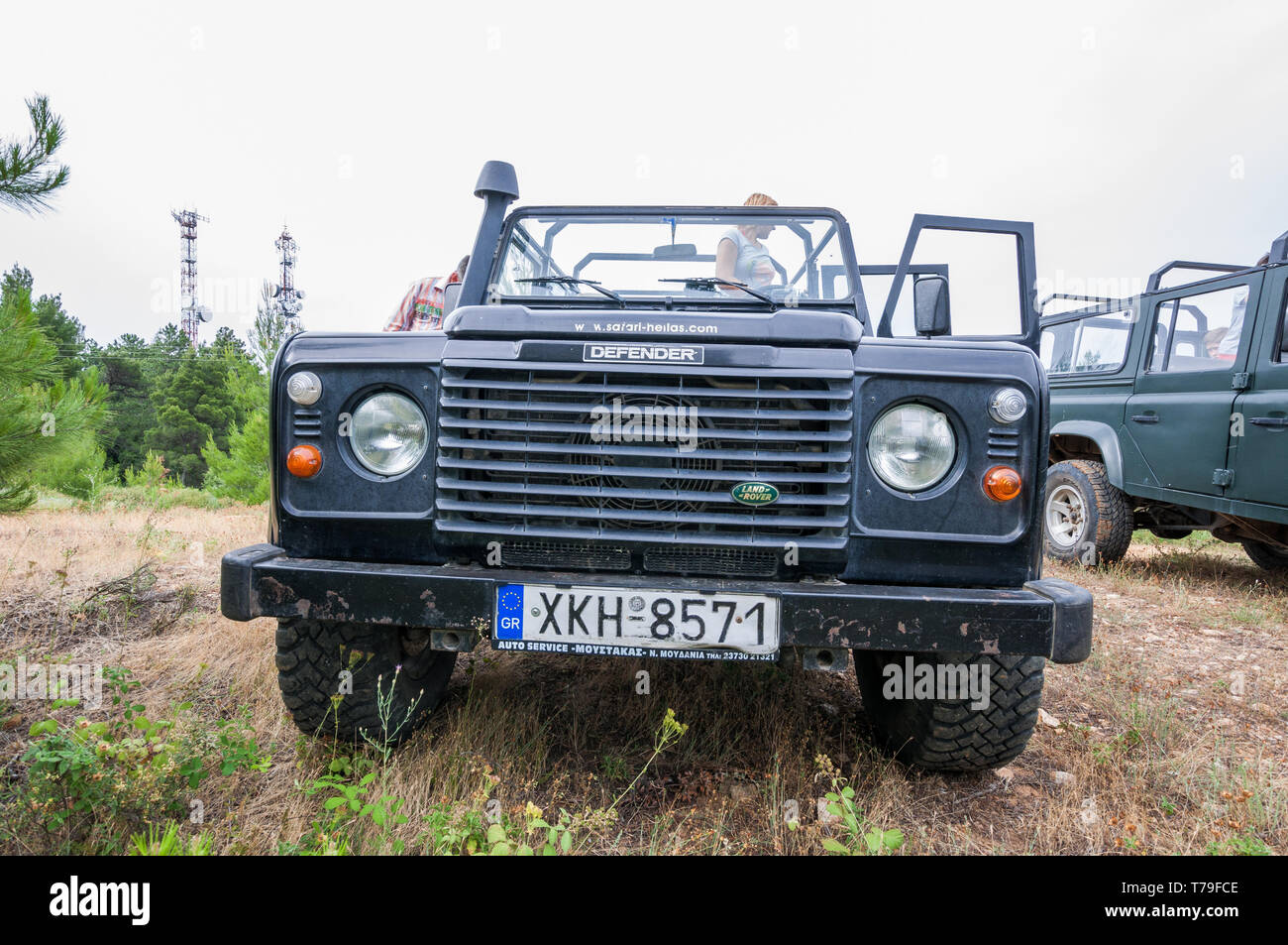 Sithonia, Chalkidiki, Greece - June 27, 2014: Offroad car Land Rover ...