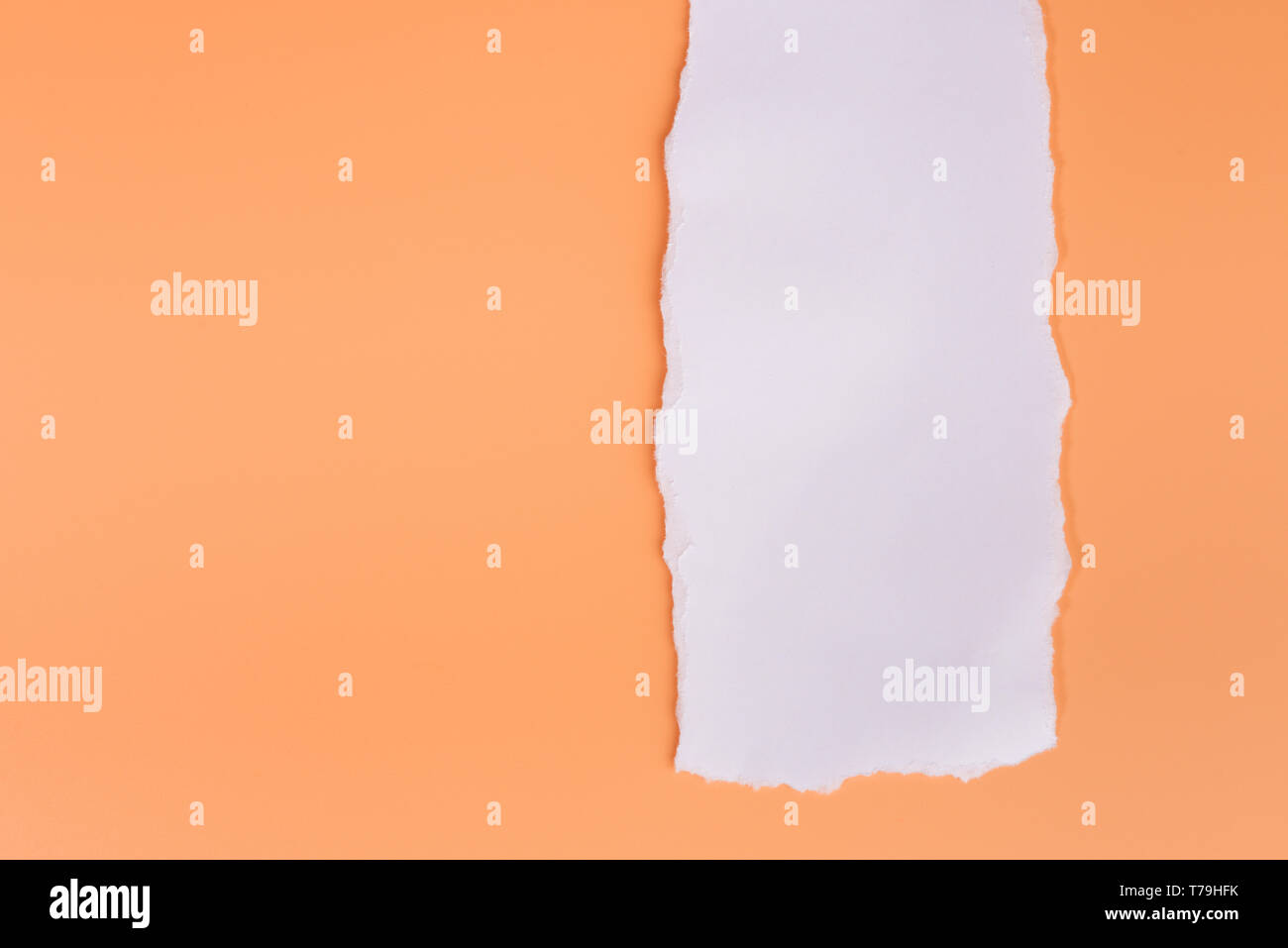 A piece of white torned paper over orange background Stock Photo - Alamy