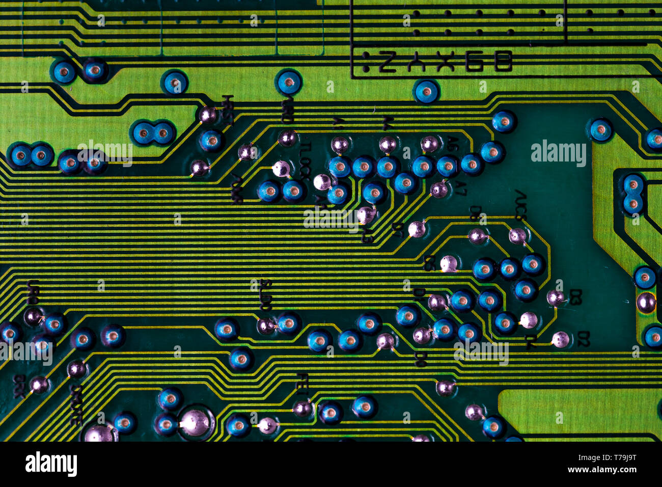 Macro picture of green printed circuit board - PCB Stock Photo - Alamy