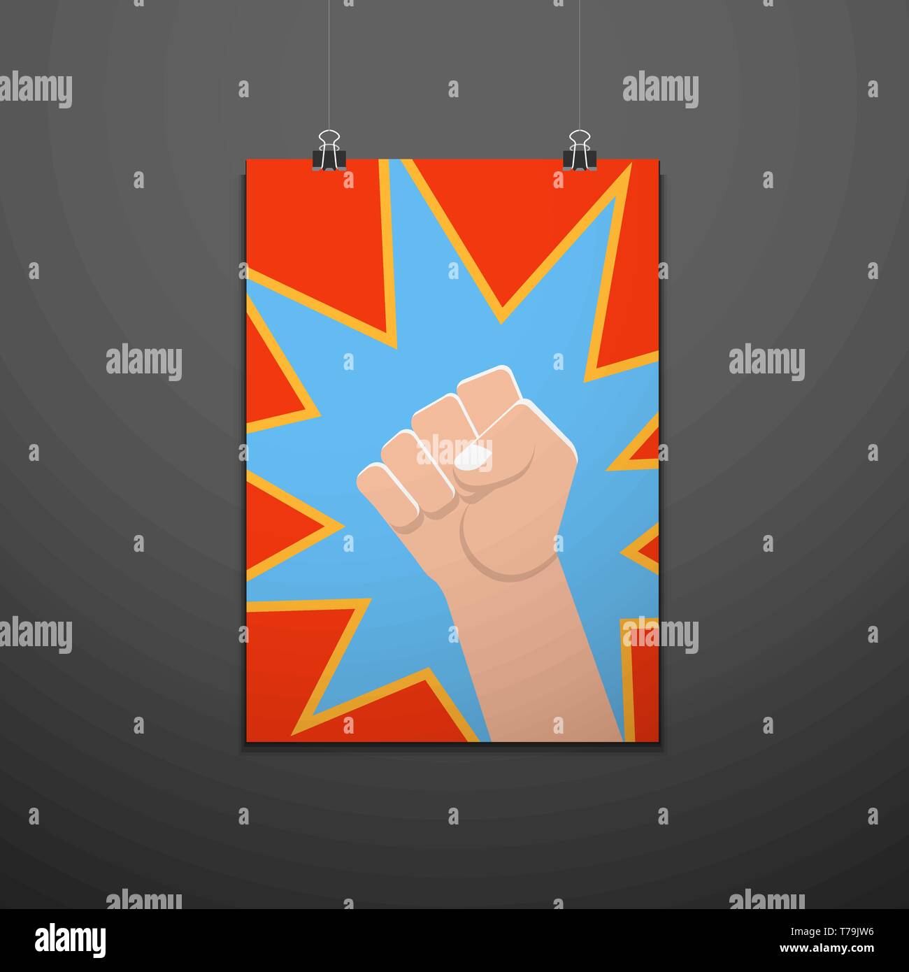 vector symbolic raised clenched power fist male hand protest concept ...