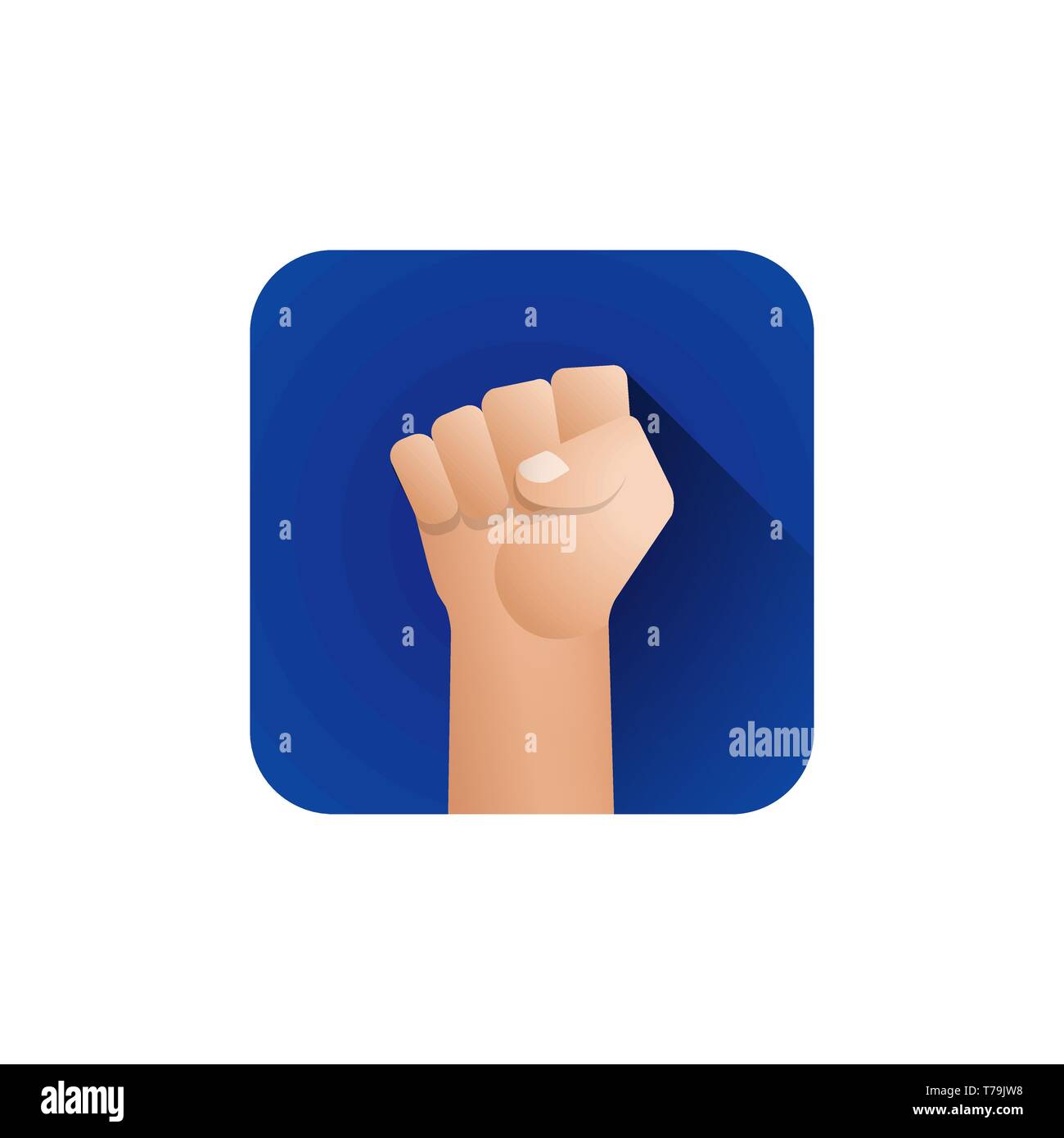 vector flat design symbolic raised clenched power fist male hand ...
