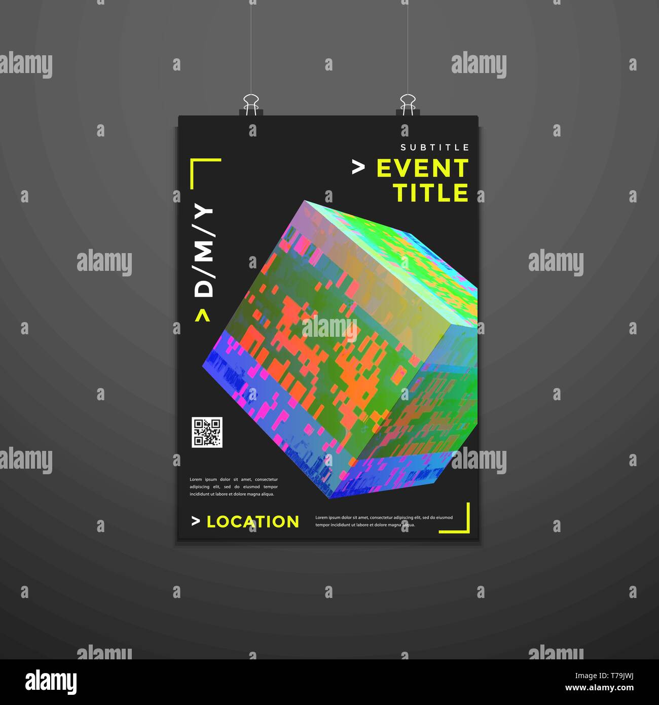 vector vibrant gradient pixel colors glitch cubic shape dynamic modern ...