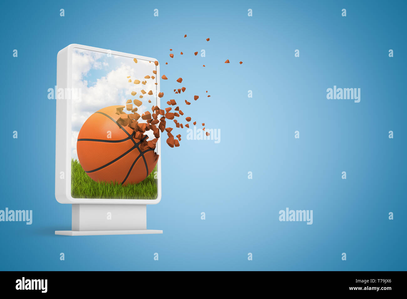 3d rendering of digital information display showing basketball starting ...