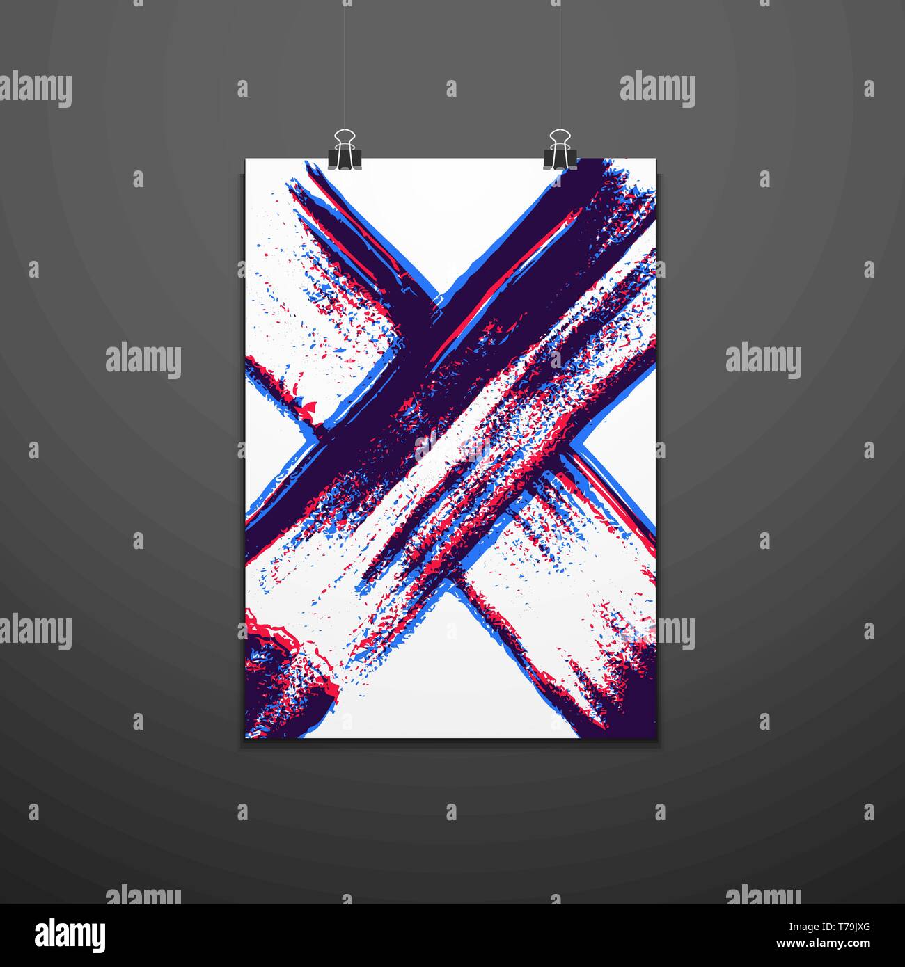 vector vibrant anaglif colors cross artistic shape modern poster design ...