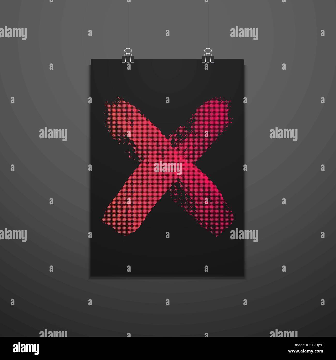 vector dotted texture red color cross artistic shape modern poster ...