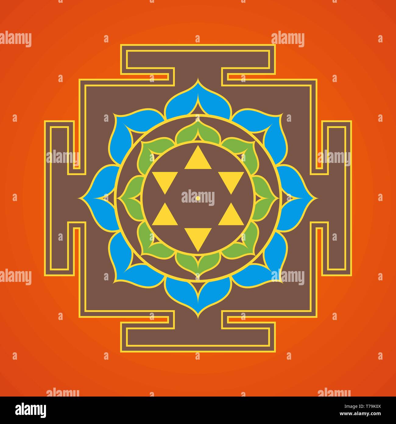 vector colored design Bhuvaneshvari aspect Yantra Dasa Mahavidya sacred ...
