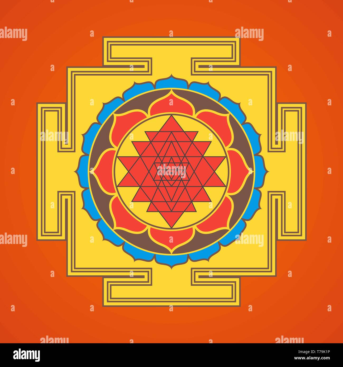 vector colored design Tripura Sundari Shodashi aspect Yantra Dasa ...