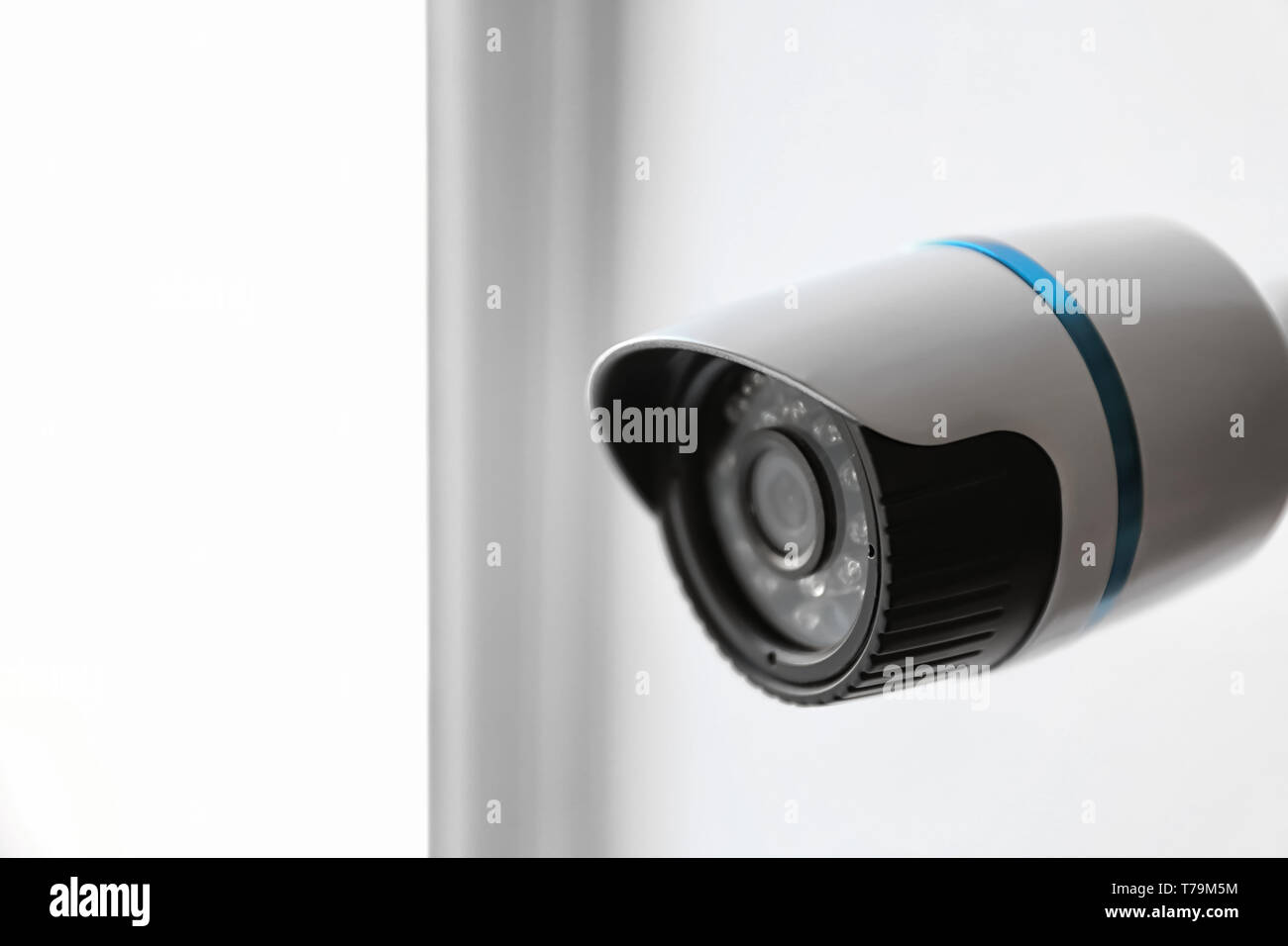 Modern CCTV camera on blurred background, closeup Stock Photo - Alamy