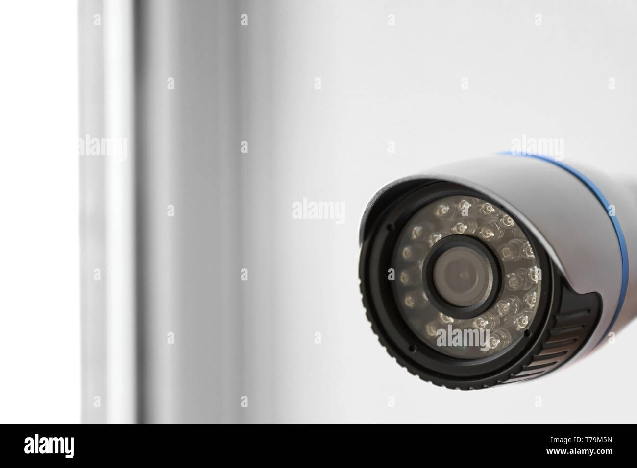Modern CCTV camera on blurred background, closeup Stock Photo - Alamy