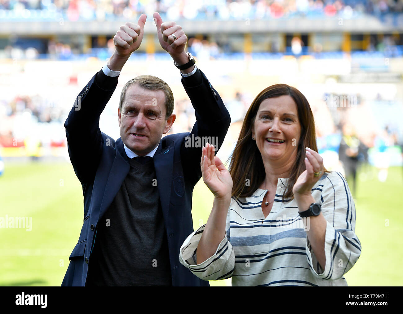 Huddersfield Town Chairman Dean Hoyle salutes the fans after his final ...