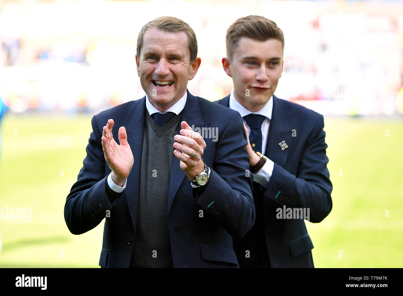 Huddersfield Town Chairman Dean Hoyle salutes the fans after his final ...