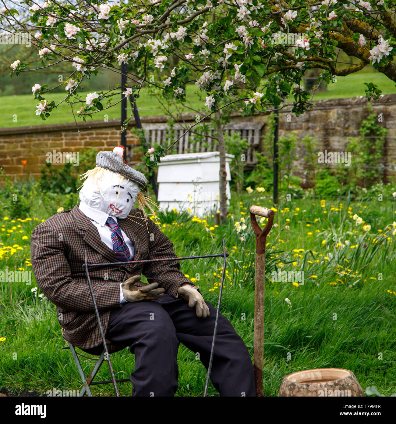 Scarecow Apple Tree and Beehive Canons Ashby Northamptonshire Stock ...