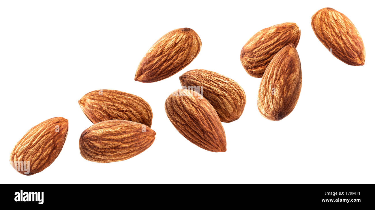 Falling almond isolated on white background with clipping path, nuts ...