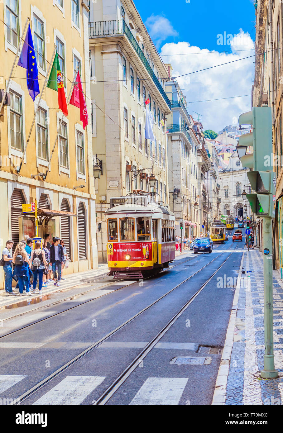 One of the most famous and historical electric tram of No. 28 running ...