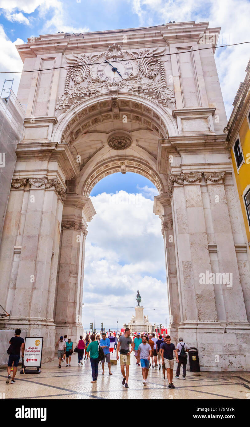 The Rua Augusta Arch, a triumphal arch-like, historical building in ...