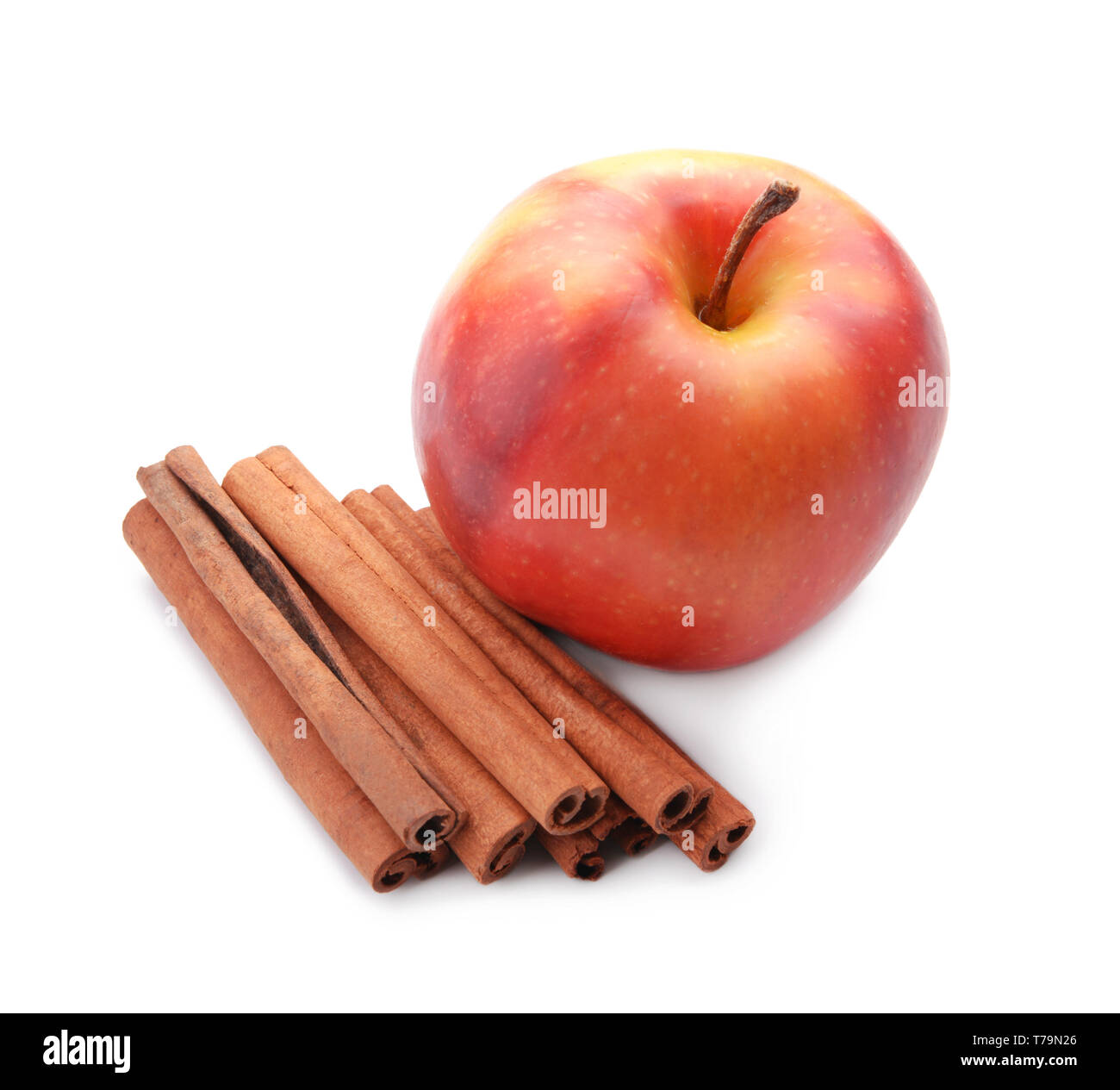 Fresh apple and cinnamon sticks on white background Stock Photo - Alamy